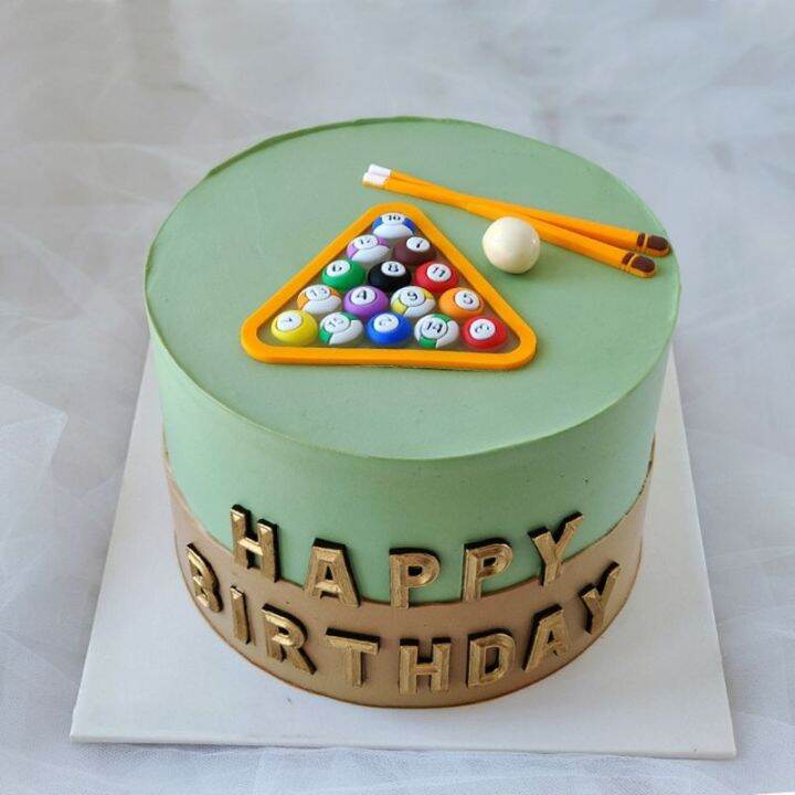 ️现货 ️烘焙蛋糕装饰网红软胶台球生日甜品装扮斯诺克球摆件 Billiards snooker cake topper decoration ...