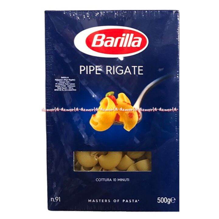 Barilla Pipe Rigate 500gr no. 91 Pasta Model Pipa Keong Lengkung Pippe ...