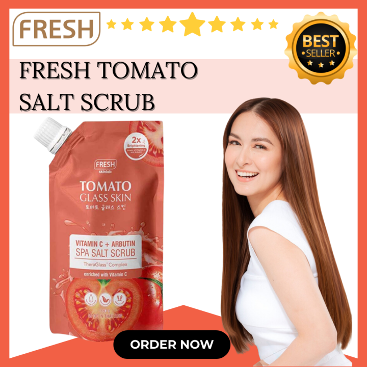 FRESH SKINLAB TOMATO GLASS SKIN VITAMIN C ARBUTIN SPA SALT SCRUB ...