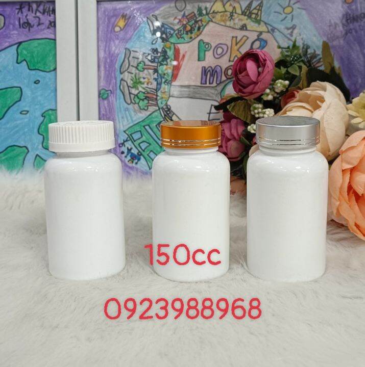 Chai lọ nhựa Pet 150cc, 200cc trắng sứ nắp nhôm, nắp nhựa | Lazada.vn