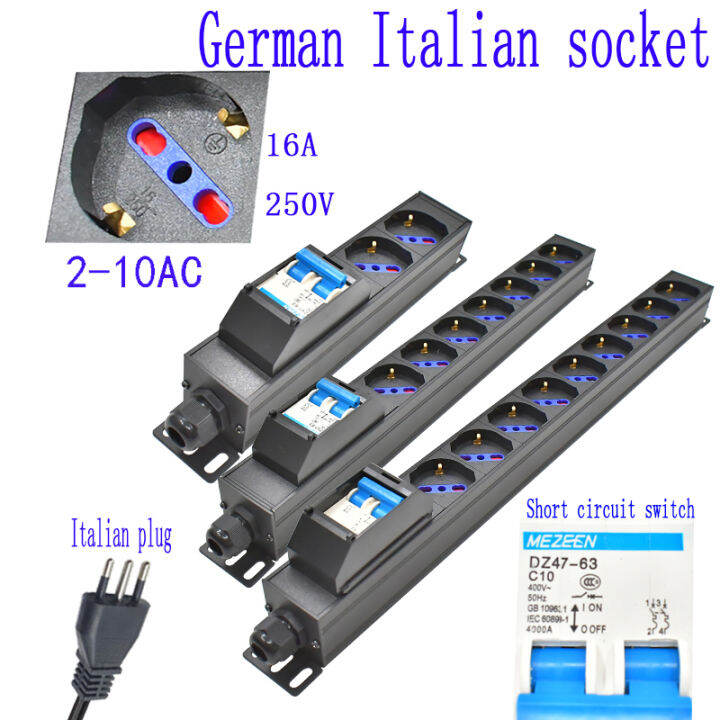 Aluminum alloy PDU power board 2-10 units 16A 3500W short circuit ...