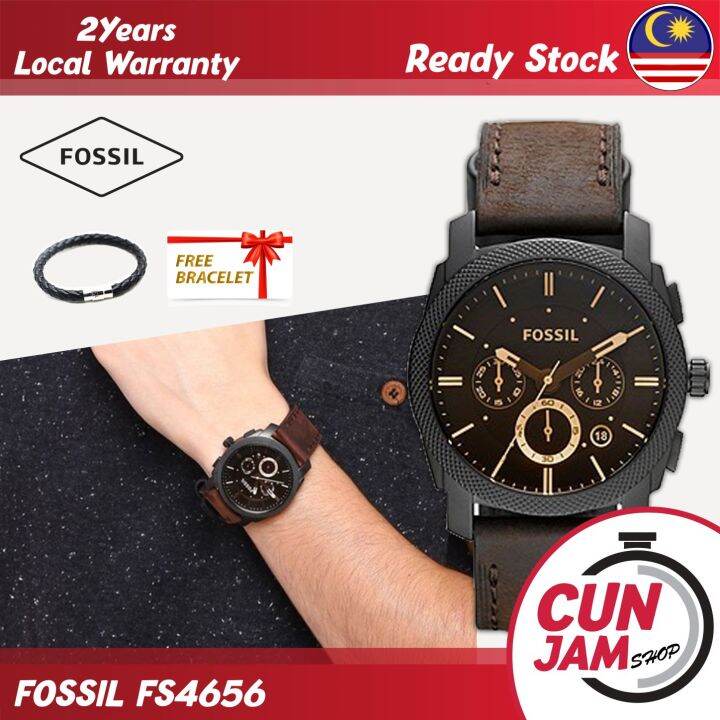 [READY STOCK] FOSSIL FS4656 Men's Machine Mid Size Chronograph Leather ...