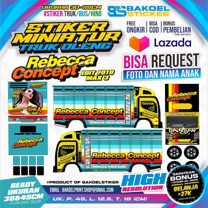 STIKER MAINAN ANAK MINIATUR TRUK OLENG MOTIF REBECCA CONCEPT UK. 30 ...