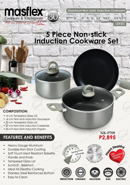 Masflex 5 piece Induction Cookware Set | Lazada PH