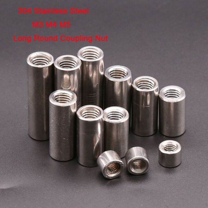 1/5/10/20pcs A2/304 Stainless Steel Long Round Coupling Nut Bar Stud Connector Rod M3 M4 M5 ...