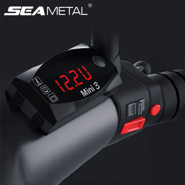 12V Motorcycle Voltmeter LED Display Voltage Electronic Meter ...
