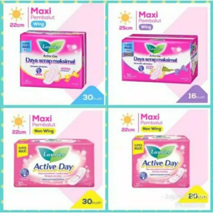 Lourier Laurier Active Day Super Maxi Wing pembalut softek | Lazada ...