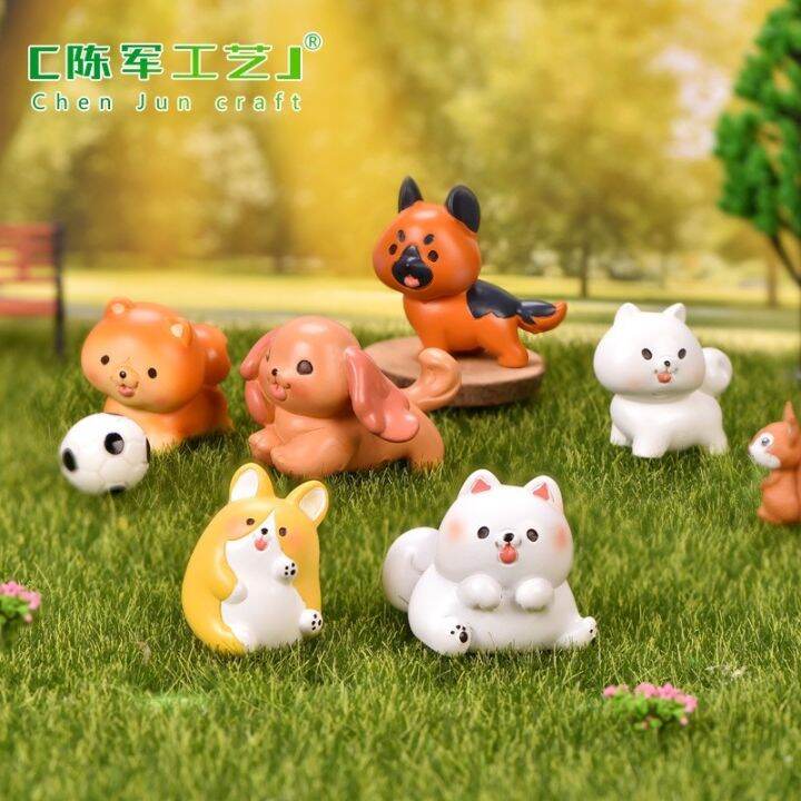 ตุ๊กตาจิ๋ว ครอบครัวสุนัข Corgi Bichon Samo Bomei ตกแต่งสวนถาด แต่งสวน ...