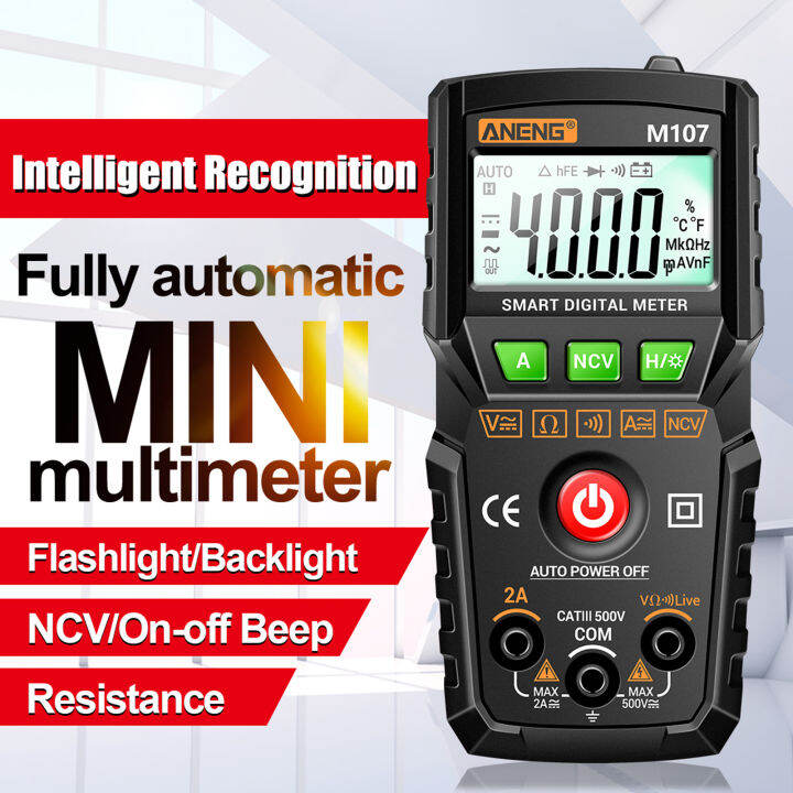 TDigitals ANENG M107 Smart Digital Multimeter 4000 Counts NCV Universal ...