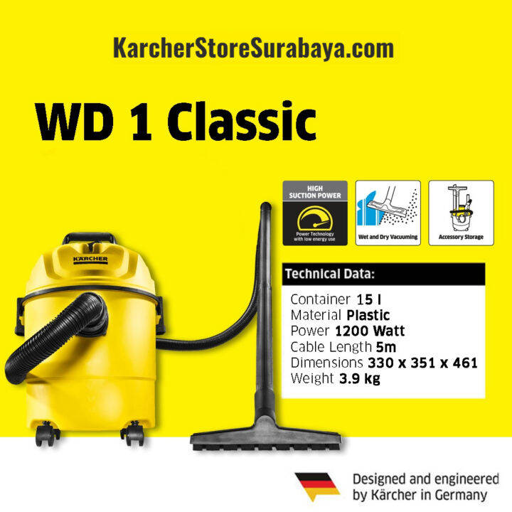 Karcher WD1 Classic wet and dry vacuum cleaner | Lazada Indonesia