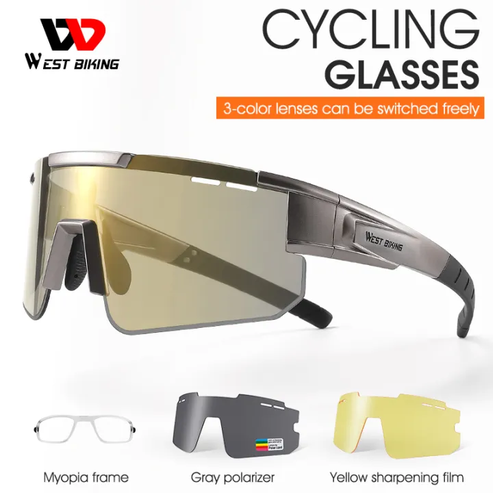 WEST BIKING แว่นตาโพลาไรซ์สำหรับปั่นจักรยาน,แว่นตาสำหรับคนสายตาสั้นกรอบกีฬา UV400 MTB จักรยาน ...