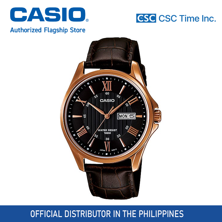 Casio Mtp 1384l 1avdf Brown Leather Strap 100 Meter Date Display Quartz Watch For Men Lazada Ph