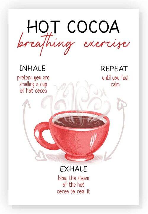 Hot Cocoa Breathing Exercise Mental Health Poster Office Decor Social ...
