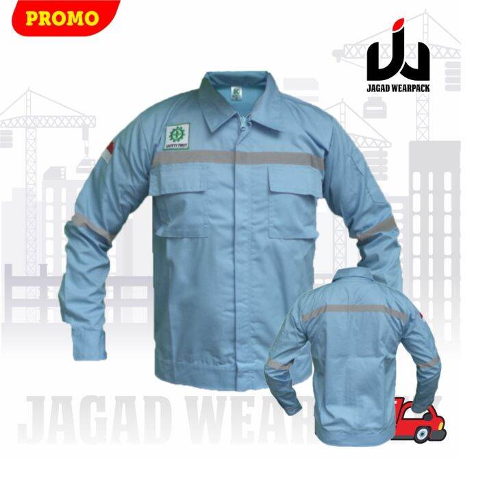 Wearpack Safety proyek/welder/mekanik/atasan/american drill warna biru ...