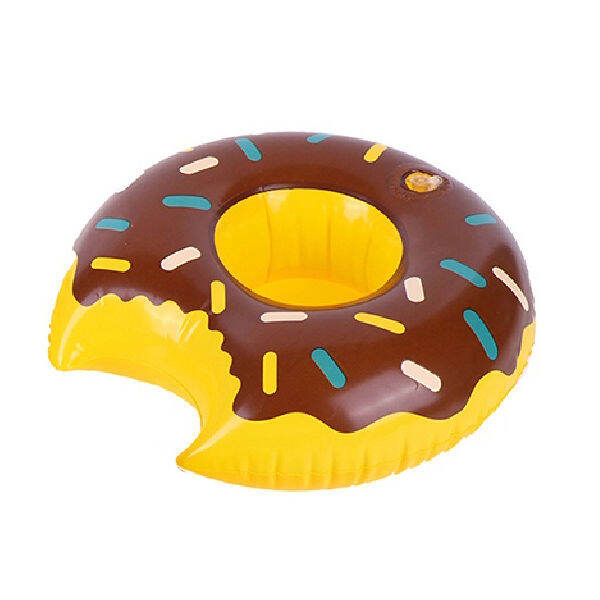 ที่วางแก้วเป่าลม โดนัท สีน้ำตาล Inflatable Brown Donut Cup Holder By Float Me Summer | Lazada.co.th