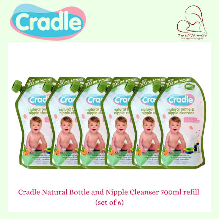 Cradle Natural Bottle and Nipple Cleanser 700ml refill ( set of 6 ...