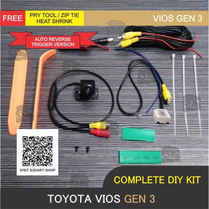 Toyota Vios Gen 3 (2014 - 2018) Reverse Camera v3.0 with Video Harness and FREE Pry Tool | Lazada PH
