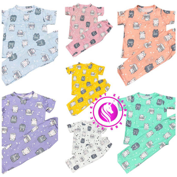 Cute Pastel Cat Terno Pajamas for Kids and Adults Plus Size | Lazada PH