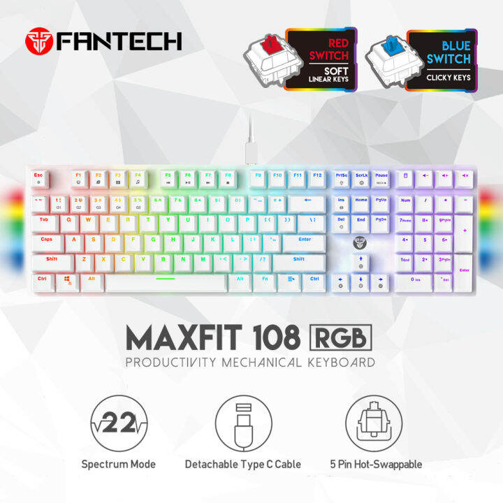 Fantech MAXFIT108 Hotswappable 5 pin Keyboard Gaming Mechanical RGB ...