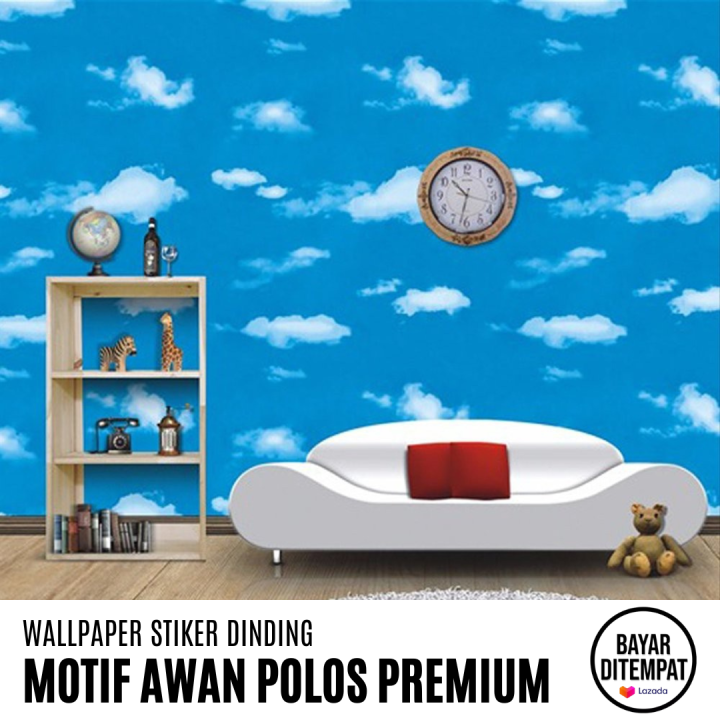 PROMO Wallpaper Sticker Atap Plafon Dinding Motif AWAN BIRU Wallpaper ...