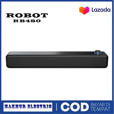 Speaker Bluetooth Portable Super Bass / Speaker Robot RB480 Bluetooth 5.0 Black Model Terbaru ...