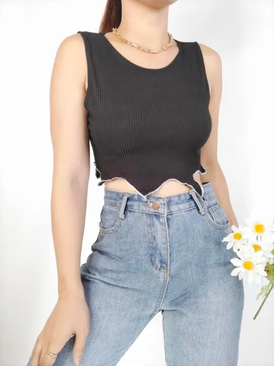 SANDO SCALLOP Knitted Crop Top | Lazada PH