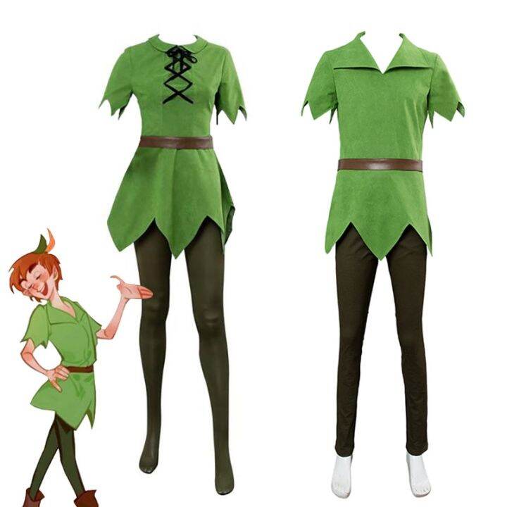 Movie Peter Pan Cosplay Costume Hat Green Elf Uniform Adult Children ...