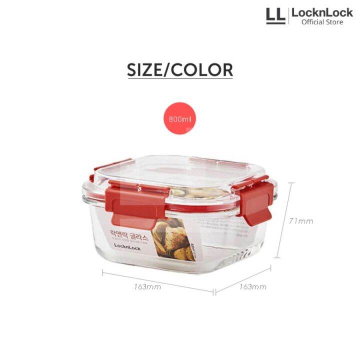 LocknLock Tritan Cap Square Oven Glass Container Kedap Air dan Udara ...
