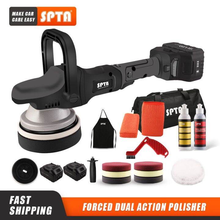 SPTA 18V 5Inch Cordless Forced Rotation Dual Action Polisher 8Mm Orbit ...