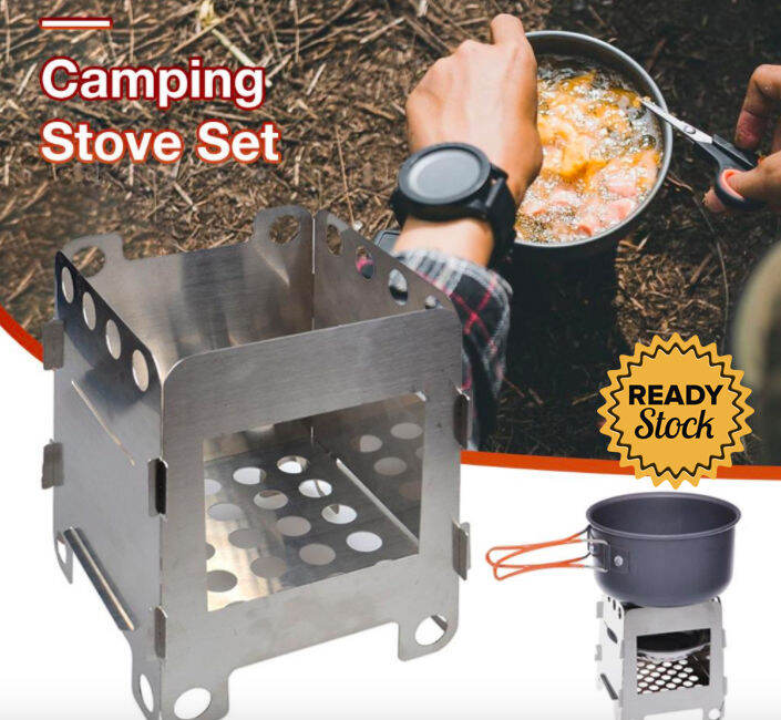 Stainless Steel Penahan Angin Kompor Camping Outdoor Api Unggun Kemping ...