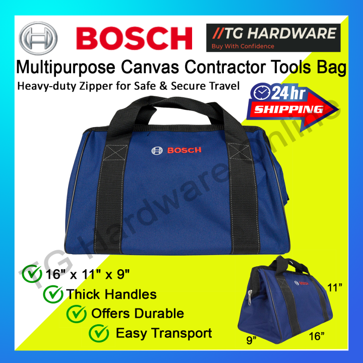 Bosch Canvas Contractor Tool Bag Tool Beg 16" Dark Blue Original | Lazada