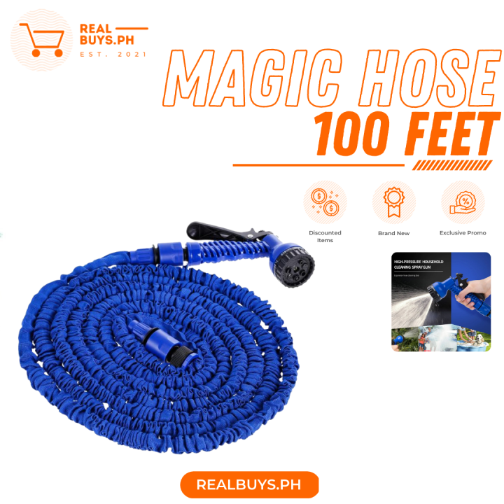 Magic Hose 100ft Expandable Flexible Plastic Hose With Spray Gun ...