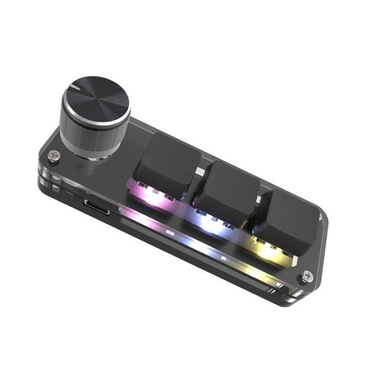 3 Keys Knob RGB Gaming Keyboard Programming Keypad Mini Mechanical Keyboard Custom Keyboard ...