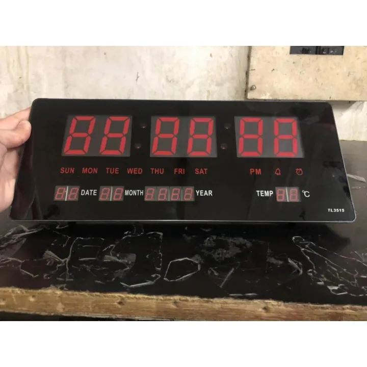 JH3515 Large Digital Display LED Wall Clock (Black) | Lazada PH