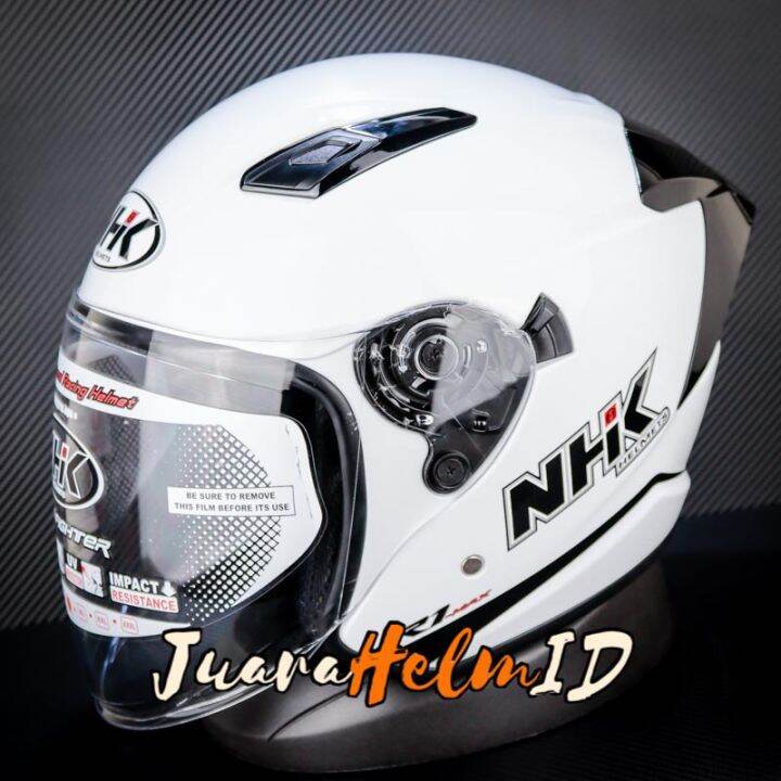 NHK HELM R1 MAX SOLID / WHITE GLOSSY / DOUBLE VISOR | Lazada Indonesia