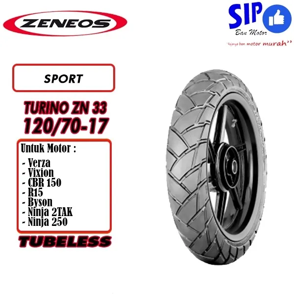 Ban motor sport Zeneos Turino ring 120 70 ring 17 tubeless | Lazada Indonesia