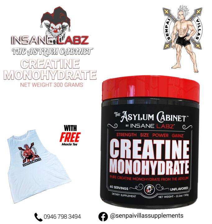 INSANE LABZ CREATINE MONOHYDRATE 300 GRAMS WITH FREE MUSCLE TEE | Lazada PH