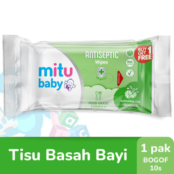 Mitu Baby Antiseptic Wipes Refreshing Lime 10'S Beli 1 Gratis 1 - Tisu ...