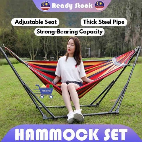 Buaian gantung camping Hammock with stand outdoor hiking folding ...