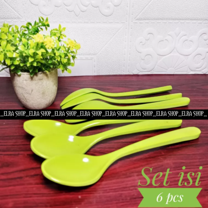 6 buah / stengah lusin sendok makan melamin asli kualitas sni - sendok ...