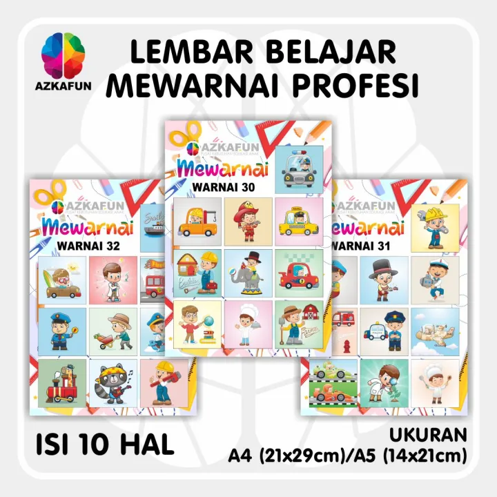 Lembar Belajar Mewarnai Profesi - Worksheet Anak - Belajar mewarnai ...