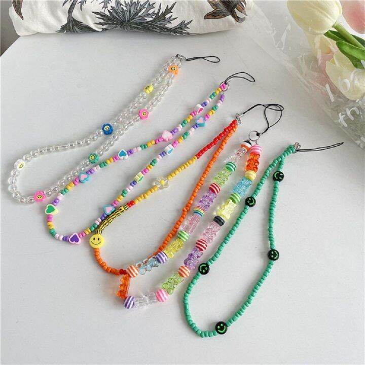 ZIAAN เชือกมัดมือรูปหมีโบโฮสายคล้องมือถือรูปหัวใจยิ้มเครื่องประดับ ...