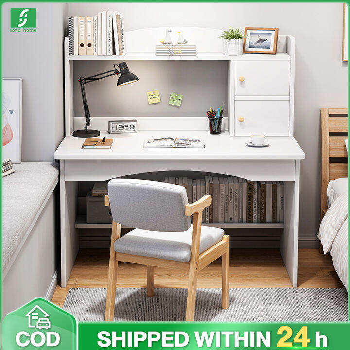 Computer Desk Desktop Study Table with Drawer and Shelves Office Writing Desk Study Desk | Lazada PH