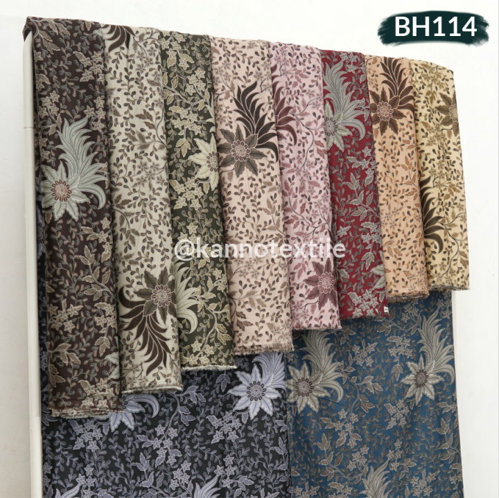 Kain Batik Halus Semi Sutra BH114 Motif Bunga Warna Coklat/Abu/Salem ...