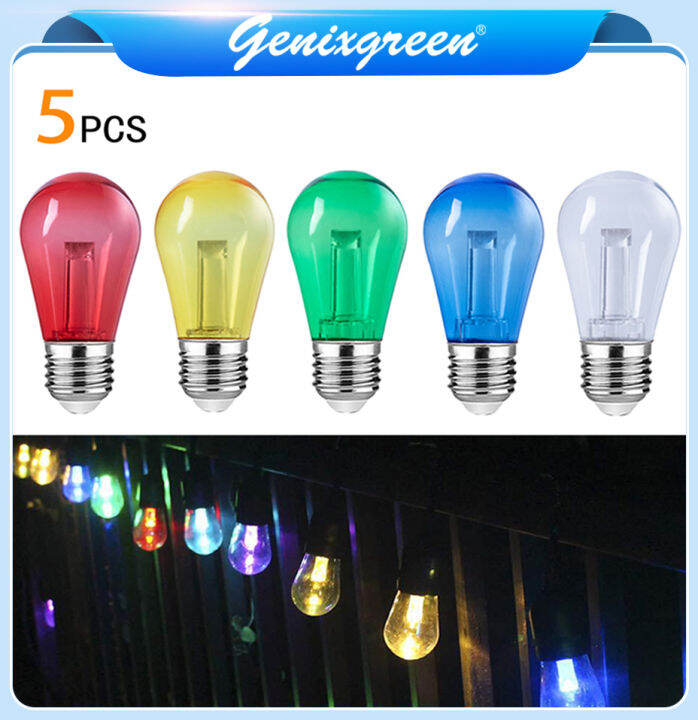 5 Packs E27 Colourful LED Plastic Bulb Party Fairy Lights Outdoor 2W ...