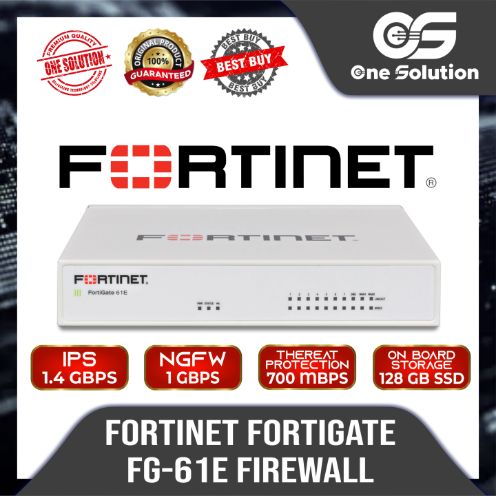 Fortinet FortiGate FG-61E Firewall - 2-GE RJ45 WAN Port 1-DMZ Ports, 7 ...