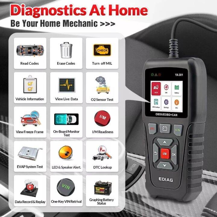 【2023 Update】EDIAG YA301 OBD2 Scanner Full Model Scan Check Engine ...
