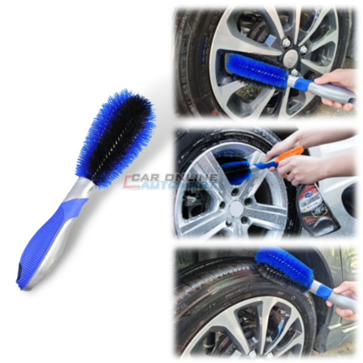 Car Wash Car/Bike Tyre Rim Brush Wheel Cleaning Brush Short Handle ...