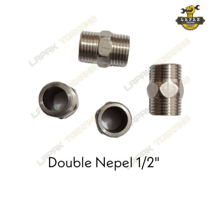 Sambungan Double Nepel Neple Stainless 1/2 x 1/2 Inchi | Lazada Indonesia