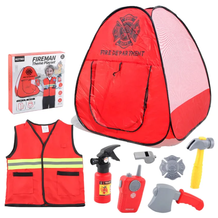 Children Play Tent Fireman Games Firefighter Experimental Cosplay Toys ...